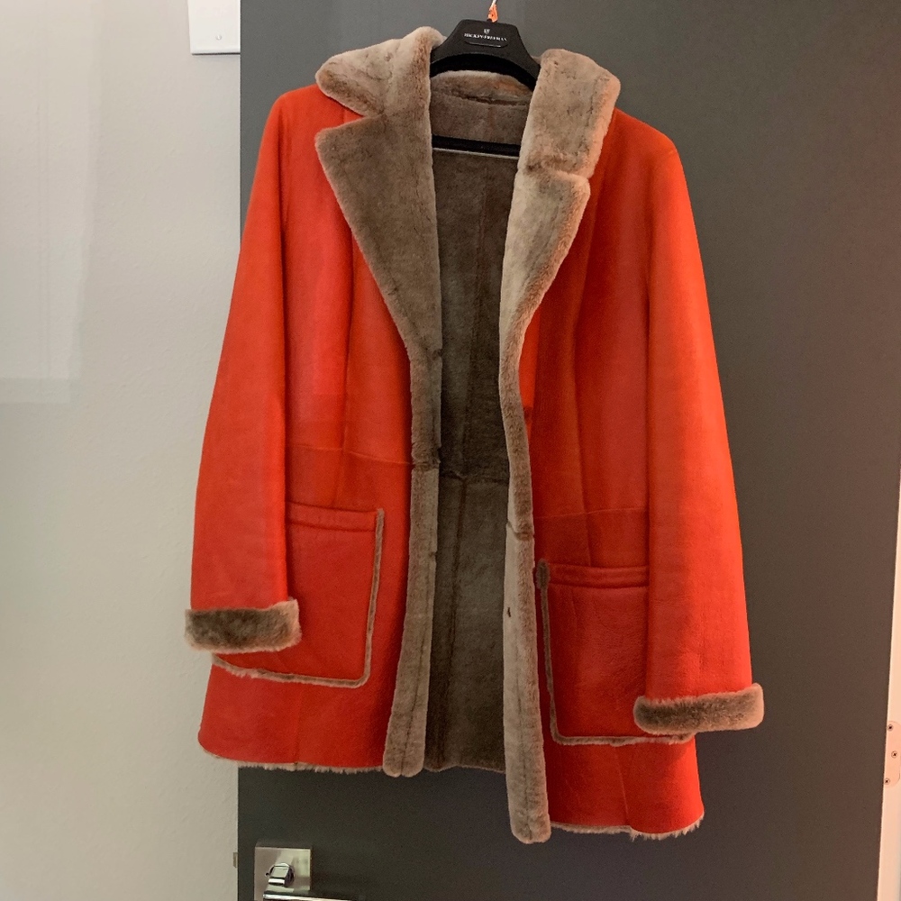 Stefania Sarle Leather And Shearling Pea Coat - Gem